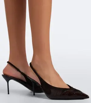 Paris Texas Lidia Queen Of Hearts Leather Slingback Pumps