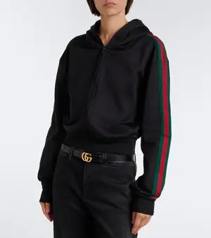 Gucci Web Stripe Jersey Zip-up Hoodie