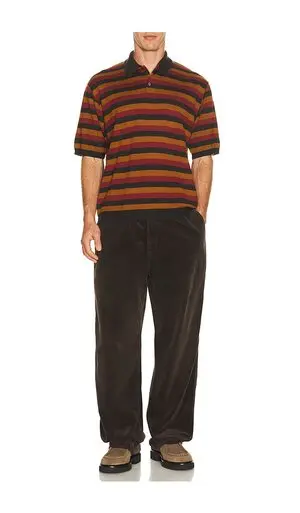 VOWELS Long Sleeve Knitted Stripe Polo