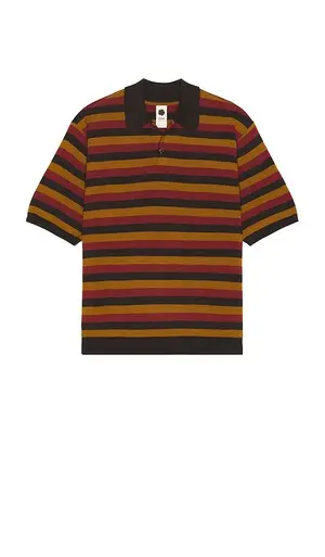 VOWELS Long Sleeve Knitted Stripe Polo