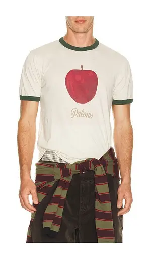 PALMES Apple Ringer Tee Shirt In White - Broken White