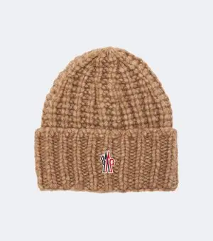 Moncler Logo Alpaca And Wool-blend Beanie - Brown
