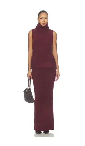 SNDYS. X Winnie Sleevless Knit Top In Wine