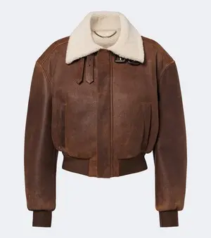 Gucci Shearling-trimmed Leather Blouson Jacket