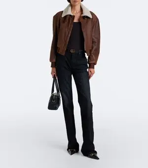 Gucci Shearling-trimmed Leather Blouson Jacket