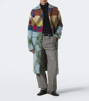 Dries Van Noten Patchwork Wool And Alpaca-blend Long Cardigan - Multicoloured