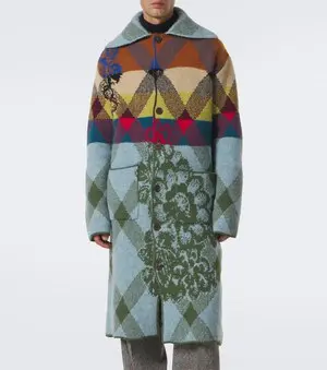 Dries Van Noten Patchwork Wool And Alpaca-blend Long Cardigan - Multicoloured