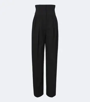 Dolce & Gabbana Pinstripe Virgin Wool Wide-leg Pants - Black