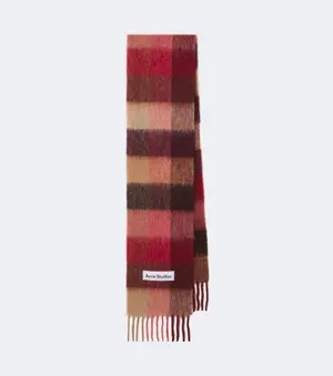 Acne Studios Checked Alpaca, Wool, And Mohair-blend Scarf - Multicoloured