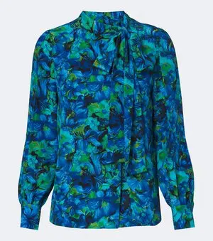 Gucci Floral Silk Georgette Blouse - Blue