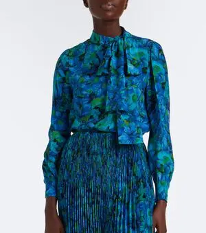 Gucci Floral Silk Georgette Blouse - Blue