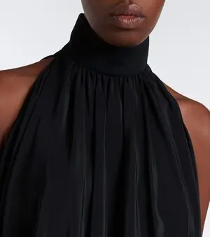 Sportmax Draped Halterneck Silk Satin Top