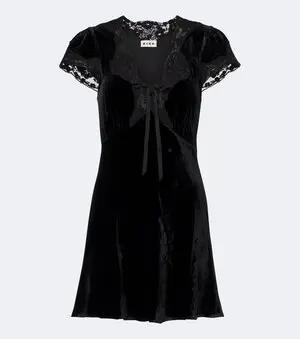 Rixo Lacie Lace-trimmed Velvet Minidress
