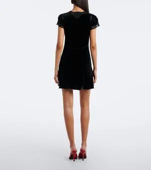 Rixo Lacie Lace-trimmed Velvet Minidress