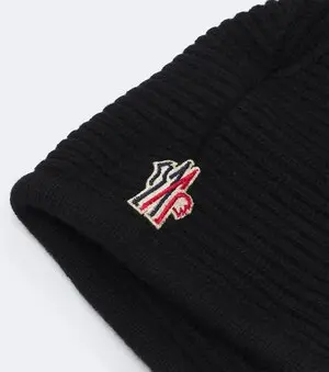 Moncler Logo Ribbed-knit Wool And Cashmere Balaclava