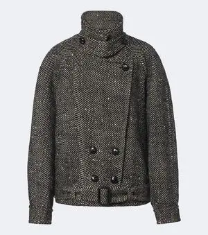Isabel Marant Étoile Elvane Herringbone Wool Peacoat - Black