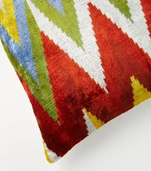 LES-OTTOMANS Printed Silk And Cotton Velvet Cushion - Multicoloured