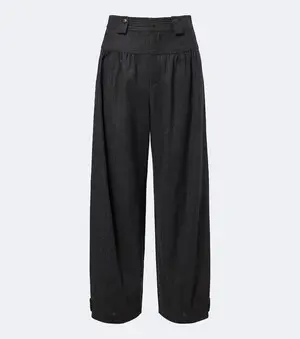 Chloé Wool And Cashmere Flannel Barrel-leg Pants
