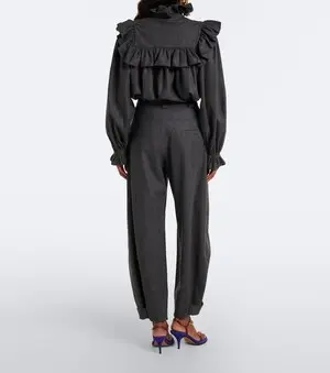 Chloé Wool And Cashmere Flannel Barrel-leg Pants
