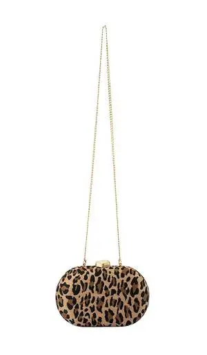 OLGA BERG Giselle Woven Clutch In Brown