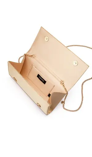 OLGA BERG Grace Envelope Clutch In Metallic Neutral