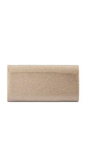 OLGA BERG Grace Envelope Clutch In Metallic Neutral