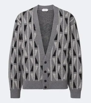 Versace Jacquard Wool And Cashmere Cardigan