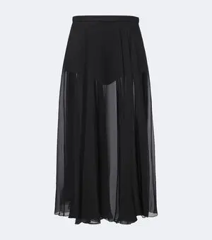 Dolce & Gabbana Pleated Sheer Silk Chiffon Midi Skirt