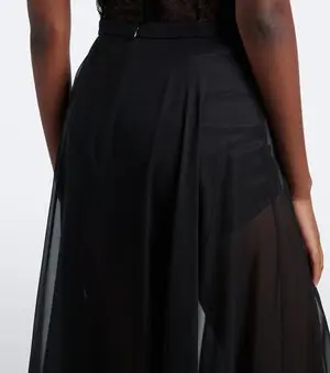 Dolce & Gabbana Pleated Sheer Silk Chiffon Midi Skirt