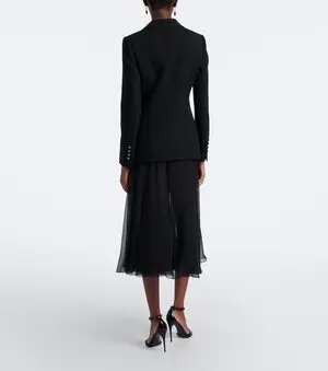 Dolce & Gabbana Pleated Sheer Silk Chiffon Midi Skirt