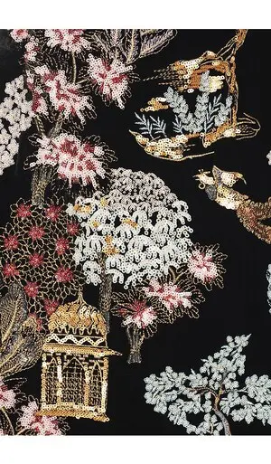 SAU LEE Jodie Embroidered Dress In Black