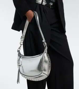 Isabel Marant Étoile Oskan Moon Metallic Leather Shoulder Bag - Silver