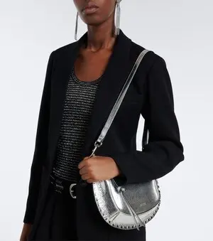 Isabel Marant Étoile Oskan Moon Metallic Leather Shoulder Bag - Silver
