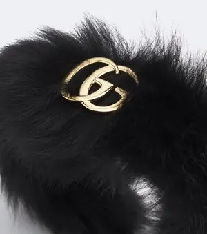 Gucci Double G Shearling Headband - Black