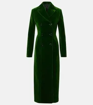 Alaïa Double-breasted Cotton Velvet Coat - Green