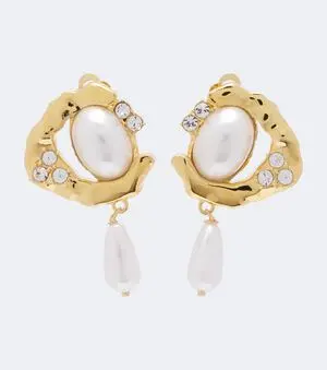 Oscar De La Renta Embellished Pearl Drop Earrings - Gold