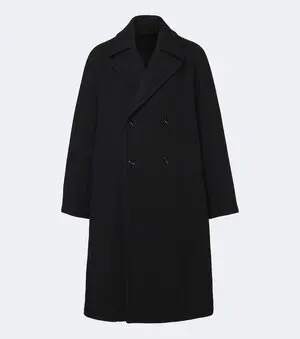 LEMAIRE Double-breasted Wool And Alpaca Coat - Black