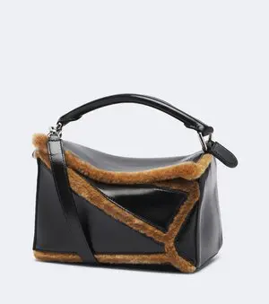 Loewe Puzzle Aviator Small Leather Top-handle Bag - Black