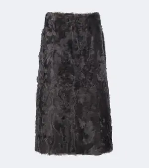 YVES SALOMON Shearling Midi Skirt