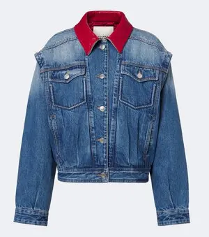 Isabel Marant Étoile Devyn Leather-trimmed Denim Jacket - Blue