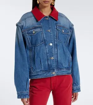Isabel Marant Étoile Devyn Leather-trimmed Denim Jacket