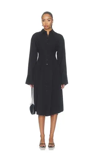 ALL THE WAYS Charitie Button Up Midi Dress - Black