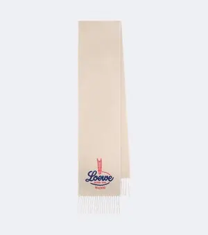 Loewe Logo Alpaca And Wool Scarf - Beige