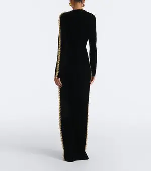 Balmain Embellished Velvet Gown