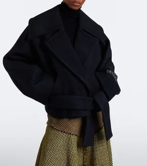 PATOU Belted Wool And Silk Peacoat