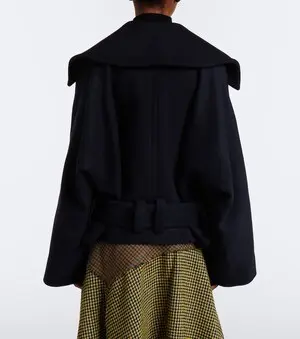 PATOU Belted Wool And Silk Peacoat