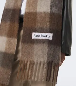 Acne Studios Checked Fringed Alpaca And Wool-blend Scarf