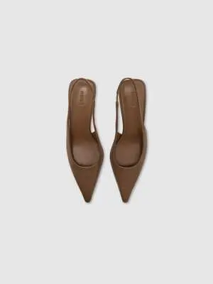 REISS Camilla Leather Slingback Mid-heel Court Shoes