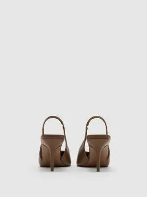 REISS Camilla Leather Slingback Mid-heel Court Shoes