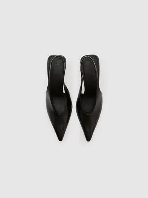 REISS Connie Leather Slingback Mid-heel Court Shoes